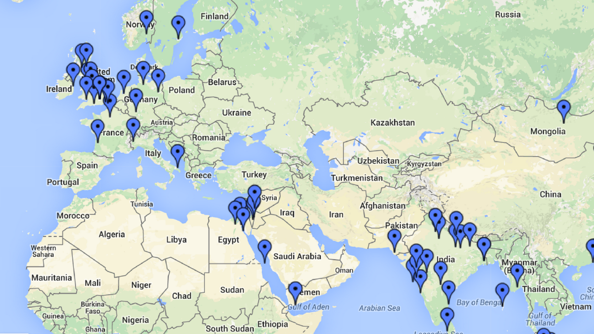 Mapping places in “Around the World in 80 Days” · Rebecca Sutton Koeser